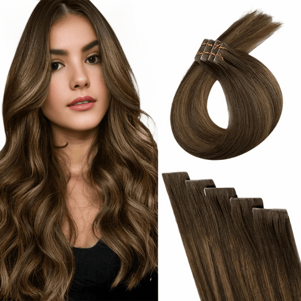 Tape in Hair Extensions, 100% Human Hair Tape in Extensions - Full ...
