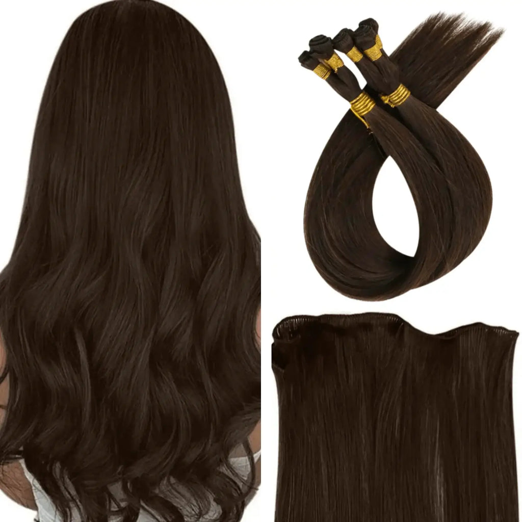 Medium Brown Virgin Brazilian Hair Extensions – Hand Tied Wefts by Full ...