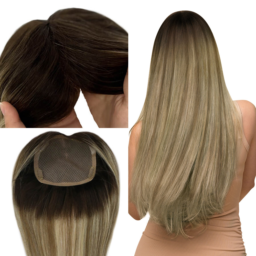 Fullshine hair topper extensions human hair balayage blonde – Full Shine