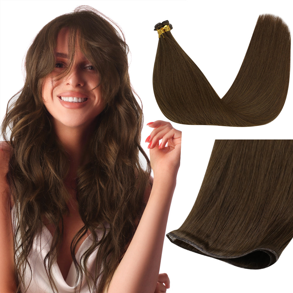 Full Shine Virgin Hair Genius Weft Hair Extensions Natural Brown